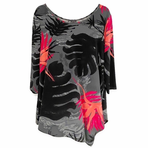 Clara Sun Woo | Tops | Clara Sun Woo Palm Spring Print Top Black Pink ...